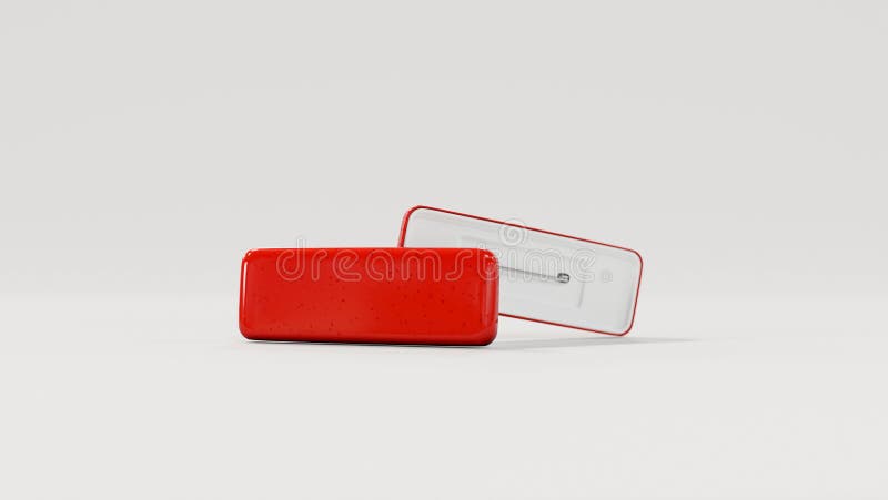 Red Rectangular Badge Pin Mockup on White Background. Brooch, Pin ...