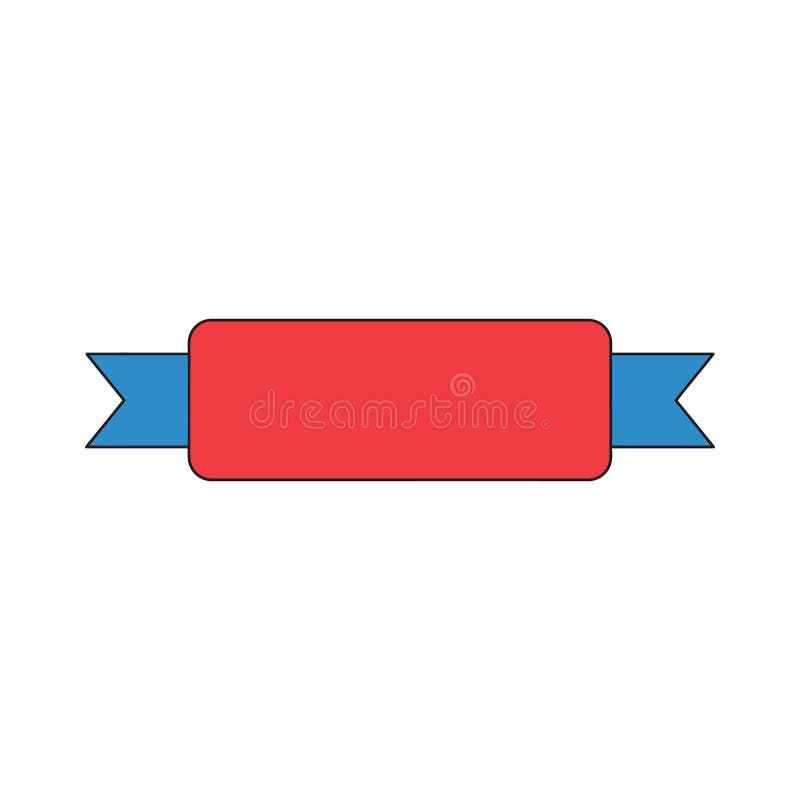 Red Rectangular Banner with Blue Ribbon Ends Flat Design Minimal Vector ...