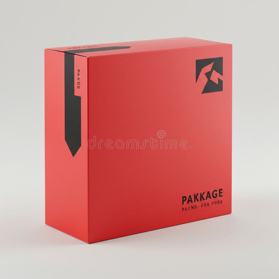 Red Rectangular Box with a Sleek Design, Featuring Bold Black ...