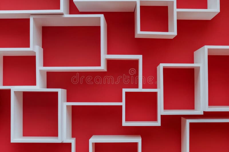 A Red Rectangular Canvas with White Geometric Patterns. Stock Image ...