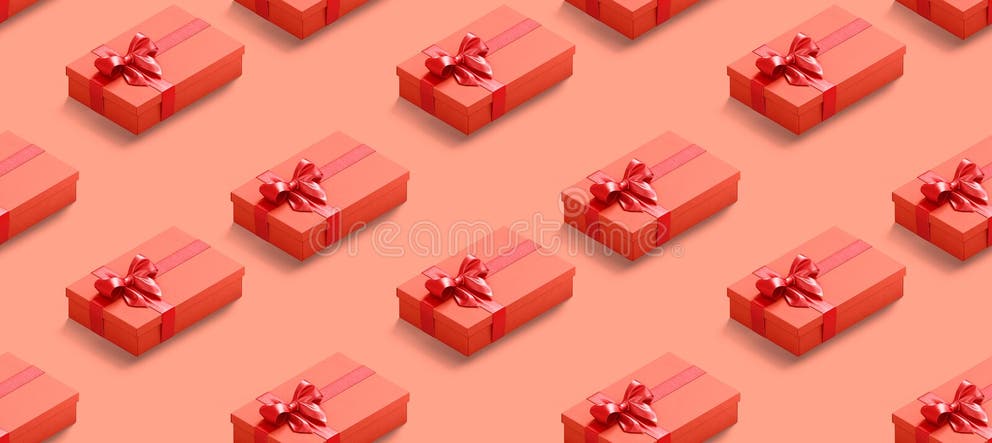Red Rectangular Christmas Gift Box Pattern Seamless Mockup Stock ...