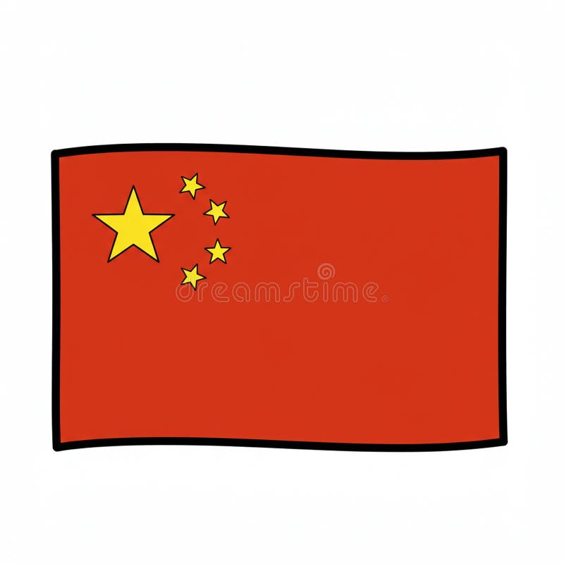 Red Rectangular Flag Featuring One Large Yellow Star and Four Smaller ...