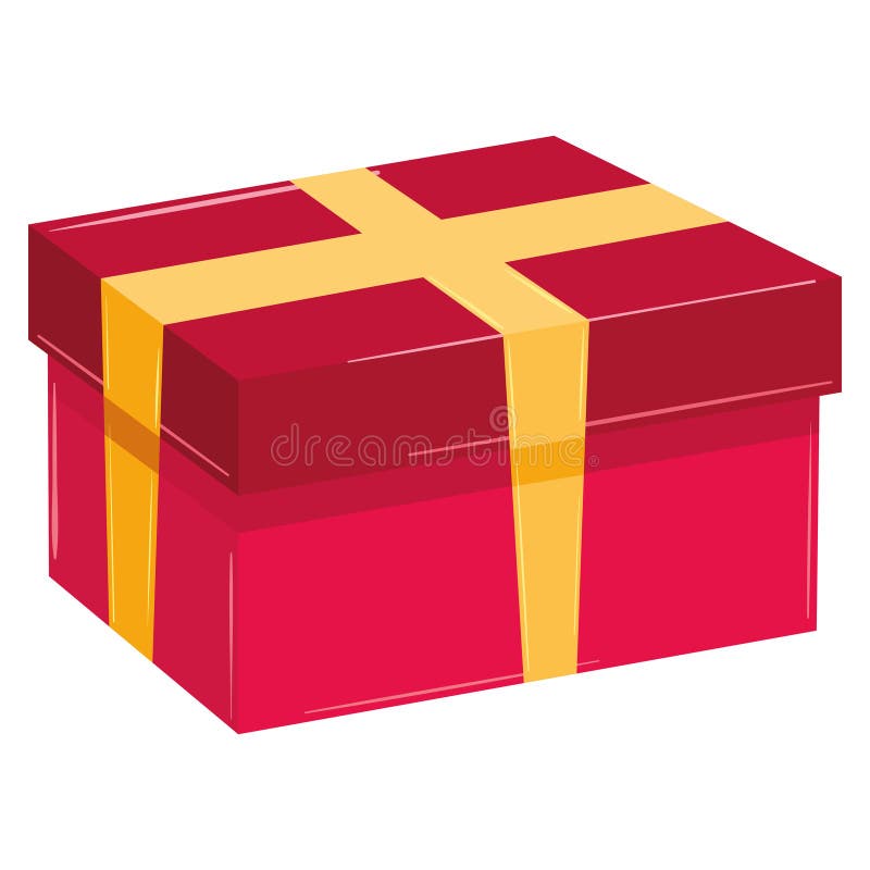 Red Rectangular Gift Box with Golden Ribbon Design Vector Stock ...