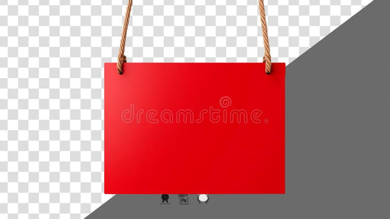 Red Rectangular Hanging Sign with Blank Surface Isolated on White ...