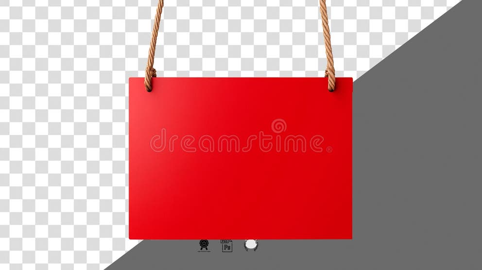 Red Rectangular Hanging Sign with Blank Surface Isolated on White ...
