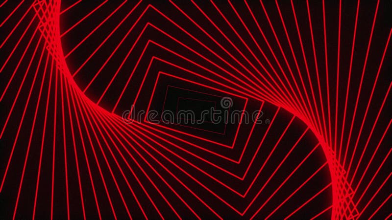 Red Rectangular Line Pattern Repeating and Rotating Motion on a Black ...