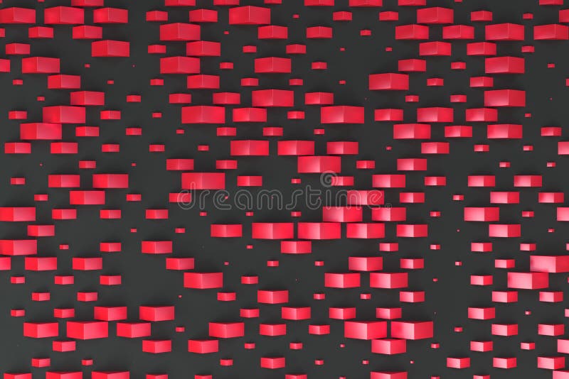 Red Rectangular Shapes of Random Size on Black Background Stock ...