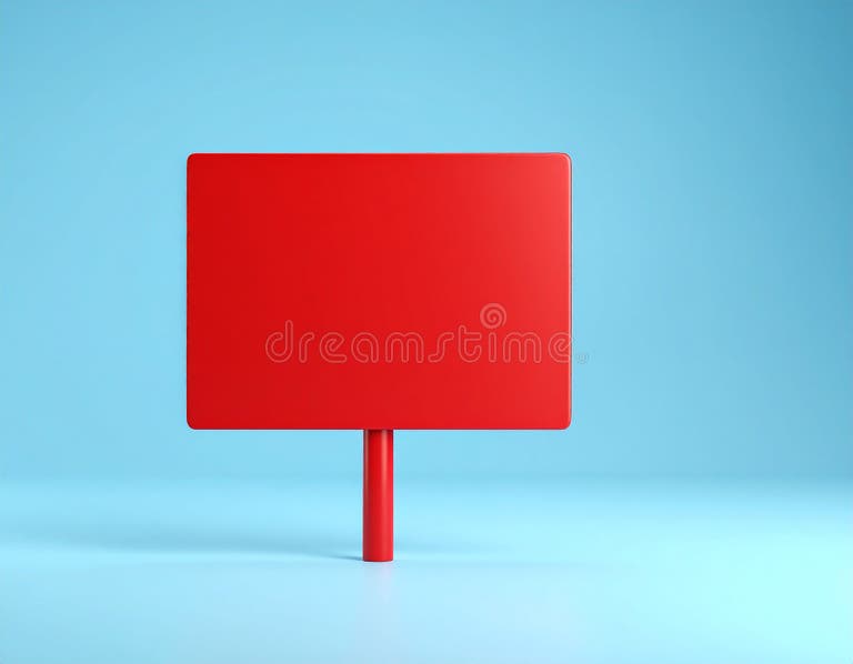 There is One Red Sign on a Light Blue Background. Stock Illustration ...