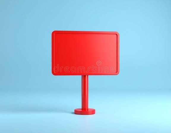 There is One Red Sign on a Light Blue Background. Stock Illustration ...