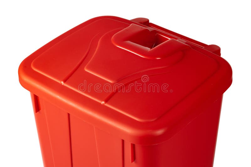 A Red Recycle Bin Isolated on White Background Close Up Stock Image ...