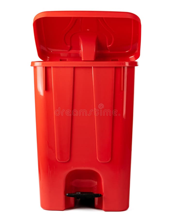A Red Recycle Bin Isolated on White Background Close Up Stock Image ...