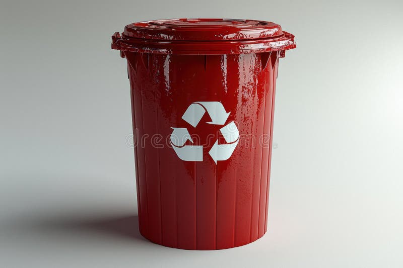 Red Recycling Bin for Paper Waste Sorting, Eco Friendly Design ...