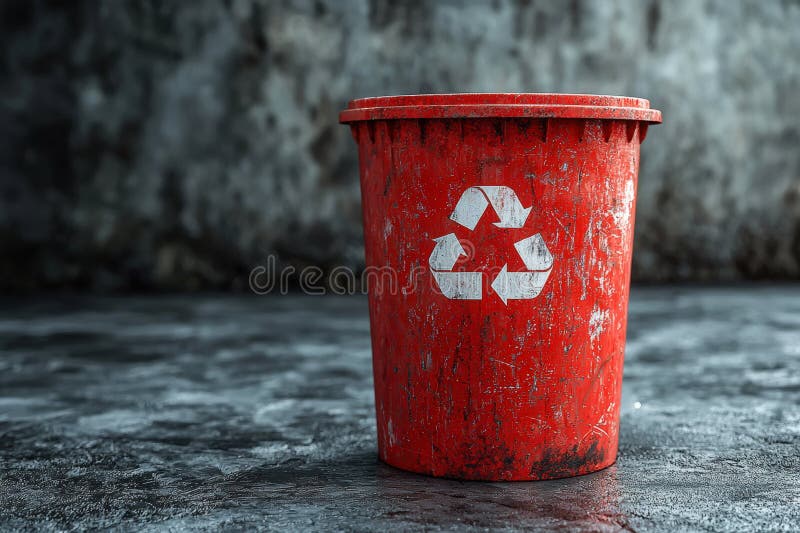 Red Recycling Bin for Paper Waste Sorting in Eco Friendly Setting Stock ...