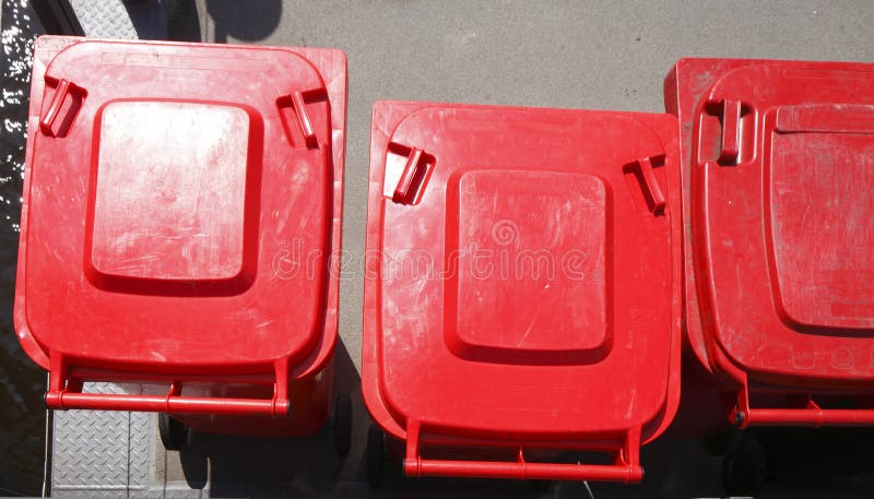Red Recycling bins stock photo. Image of waste, glass - 96253700