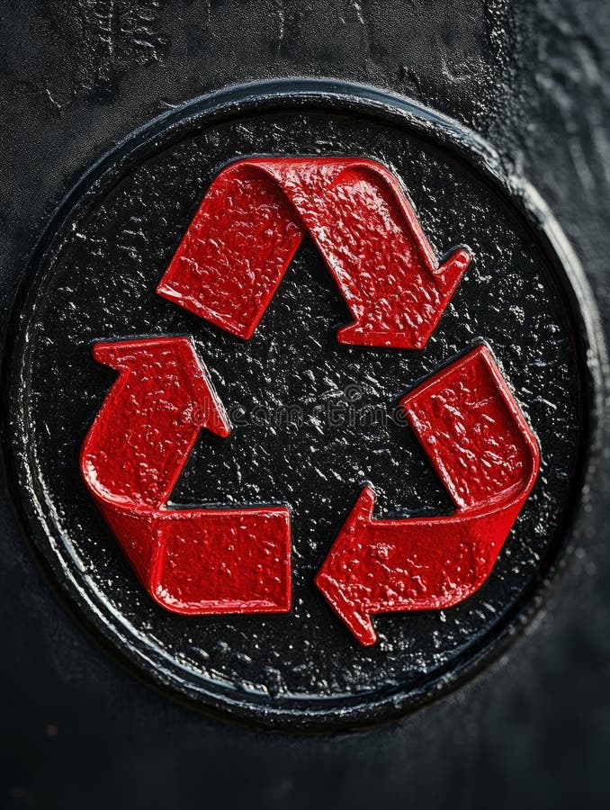Red Recycling Symbol Textured Black Background Stock Photos - Free ...