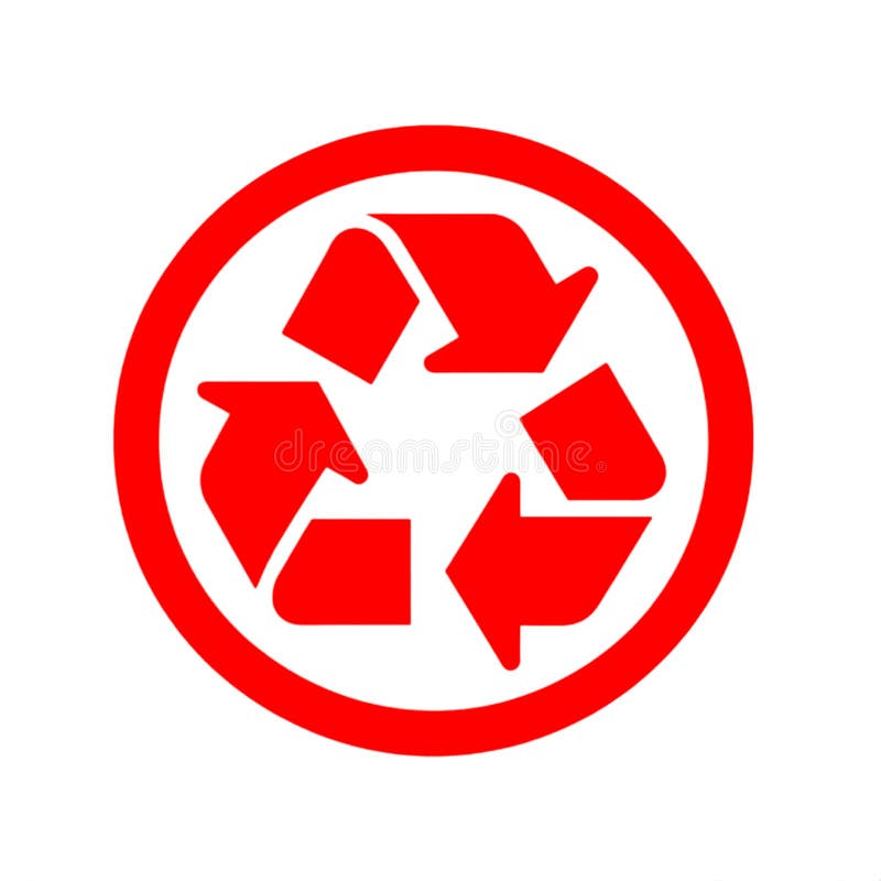 Red Recycling Symbol on White Background Stock Illustration ...