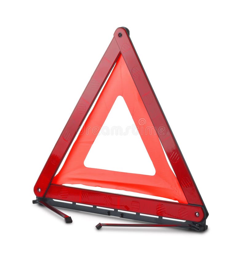 Red Reflective Road Warning Triangle Stock Photo - Image of problem ...