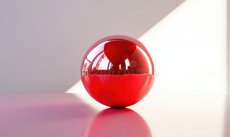 Red Reflective Sphere on Smooth Surface with Soft Lighting and Shadow ...