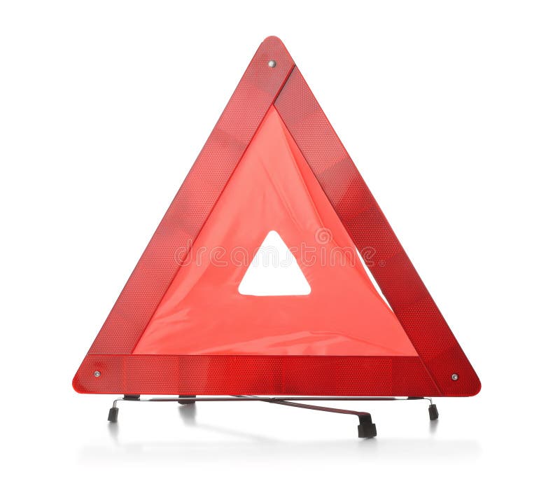 Red Reflective Traffic Warning Triangle Stock Photo - Image of ...