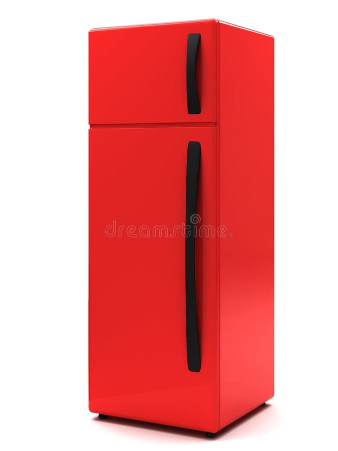 Red Retro Fridge with Paper Note Stock Vector - Illustration of ...