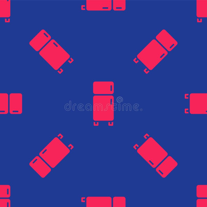 Red Refrigerator Icon Isolated Seamless Pattern on Blue Background ...