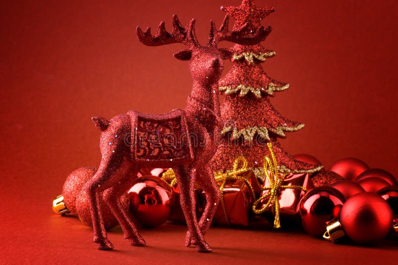 Red reindeer stock photo. Image of globes, postcard, reindeer - 11850286