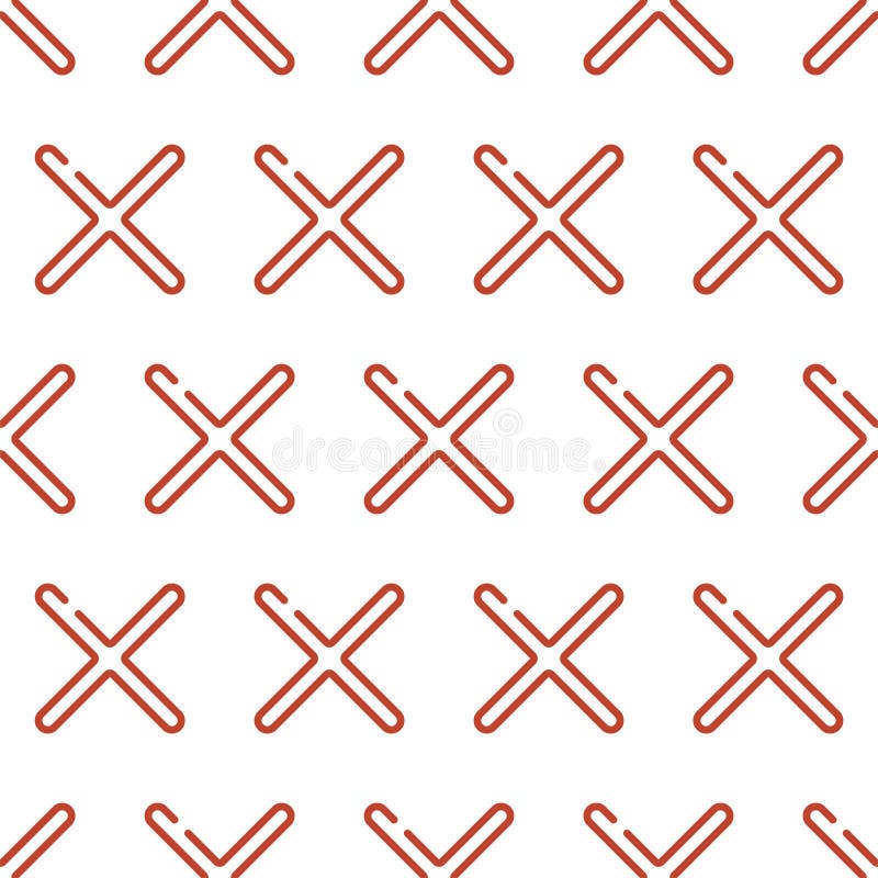 Red Reject Icons Vector Seamless Pattern. Check Tick Cross Outline Mark ...