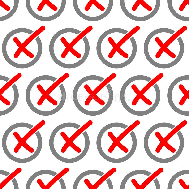 Red X Reject Icons Vector Seamless Pattern. Outline Circle Button ...