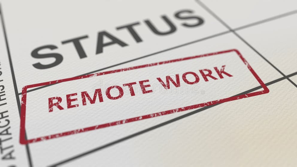 Red REMOTE WORK Stamp on Paper Form. 3D Rendering Stock Illustration ...