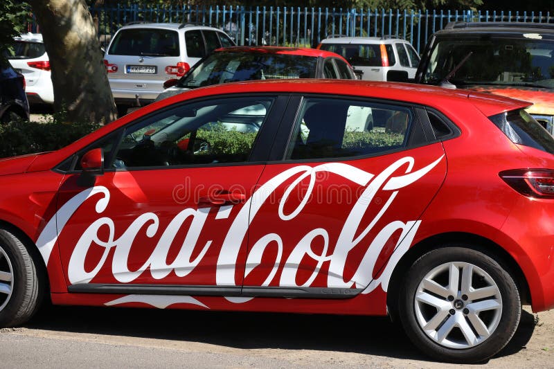 Red Renault Car with Coca Cola Sign on the Side Editorial Stock Image ...