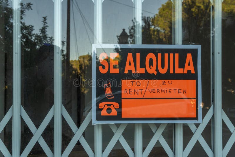 Red for Rent Sign in Several Languages Stock Image - Image of real ...