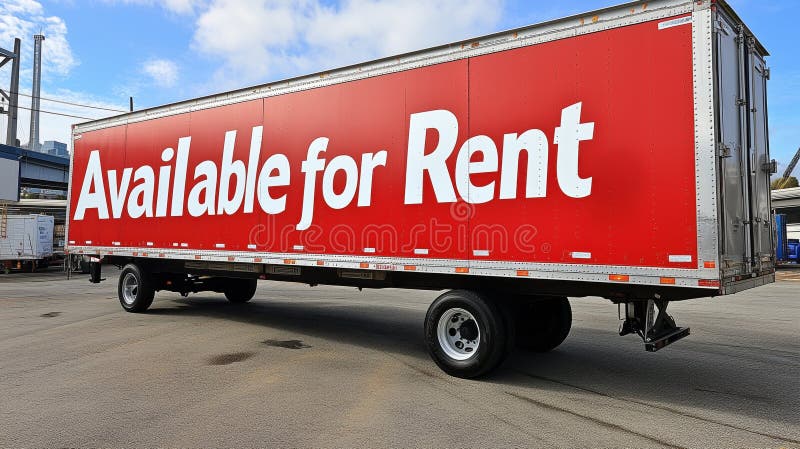 Red Rental Trailer Parked at Facility, Ready for Use Stock Illustration ...