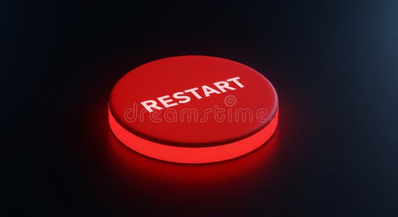 Red Restart Button Illuminated Red Button with the Word RESTART ...