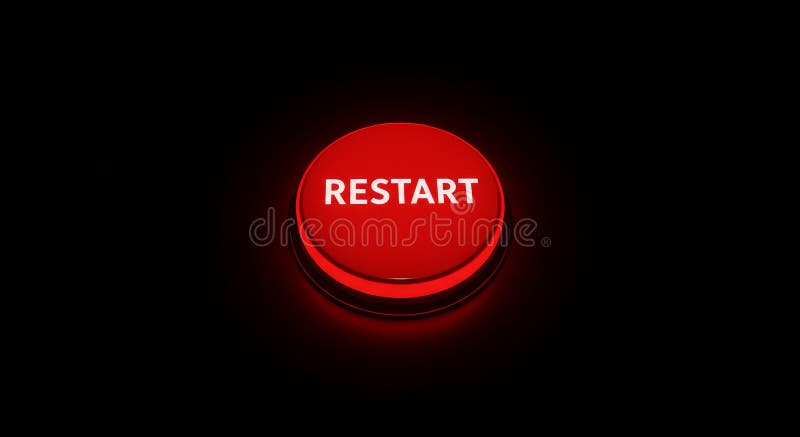 Red Restart Button Illuminated Red Button with the Word RESTART ...