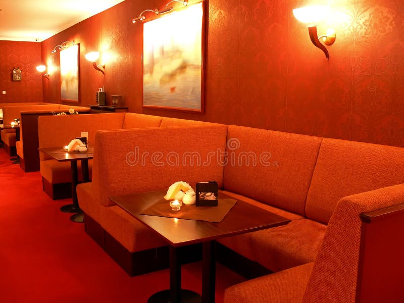 Red restaurant stock photo. Image of interior, tables - 4478788