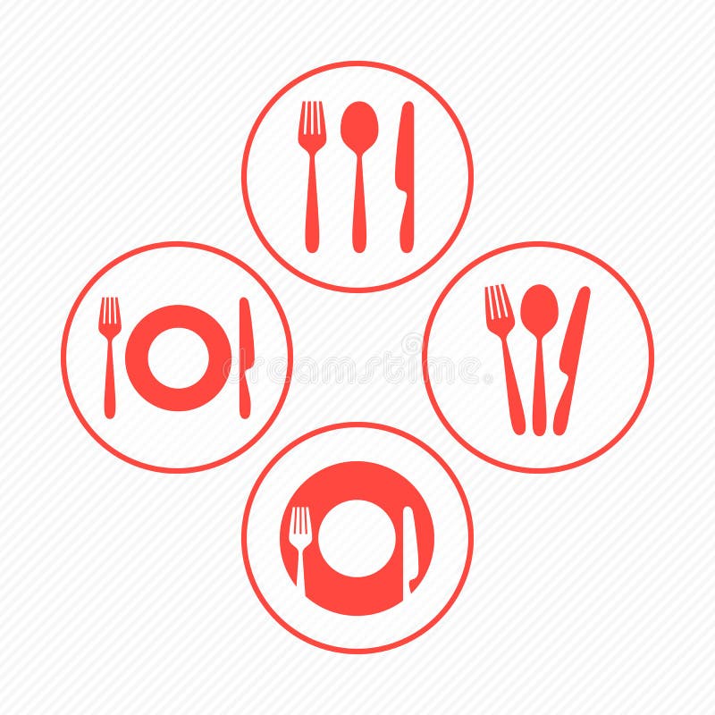 Red restaurant icons set stock vector. Illustration of restaurant ...