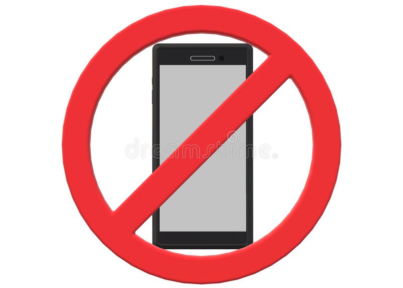 A Red Restricted Sign Over a Black Cover Smartphone Device Stock ...