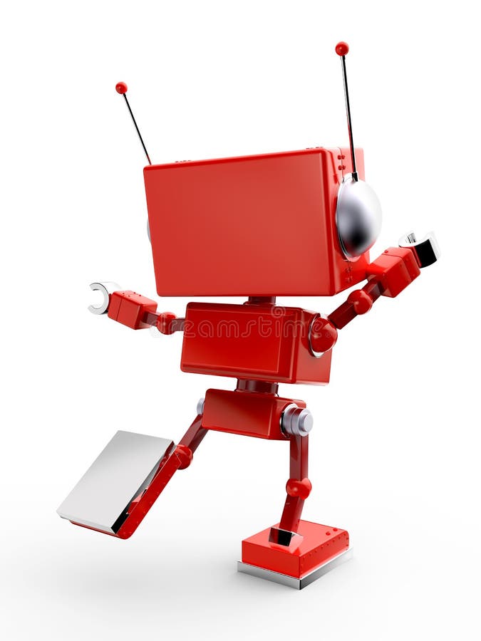 Red retro robot back stock illustration. Illustration of android ...