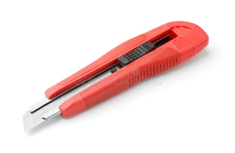 Red retractable box cutter stock image. Image of steel - 331850283