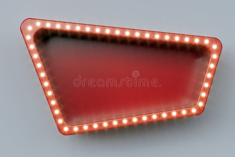 Red Retro Billboard with Glowing Neon Lights - 3D Rendering Stock ...