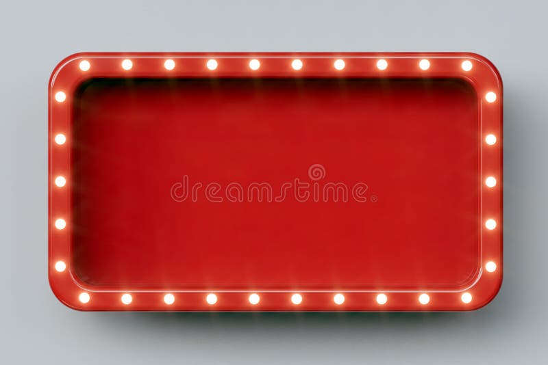 Red Retro Billboard with Glowing Neon Lights - 3D Rendering Stock ...