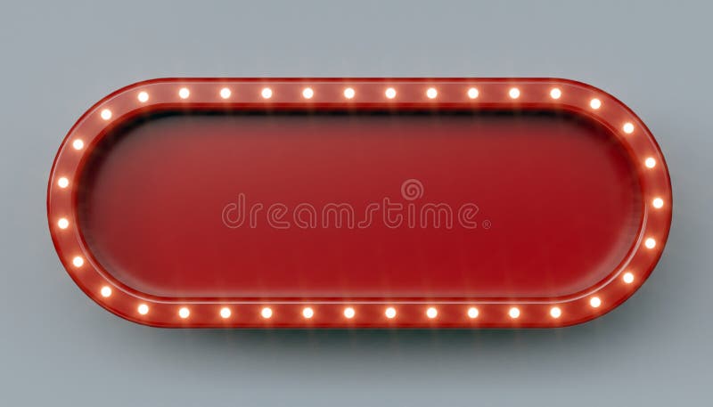 Red Retro Billboard in Oval Shape with Glowing Neon Lights - 3D ...