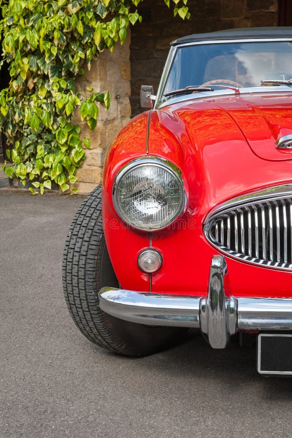 Red retro car details stock image. Image of chrome, cabin - 41864989