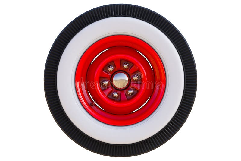 Red retro wheel. 3D render stock illustration. Illustration of retro ...