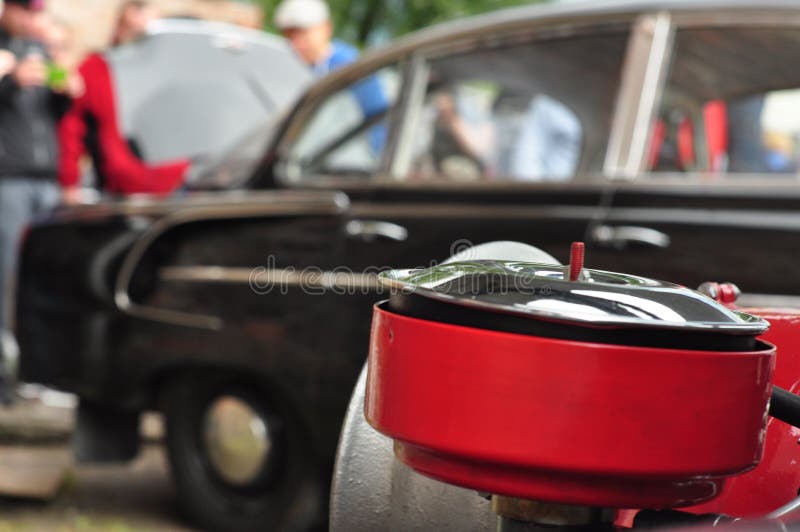 Red Retro Engine at the Back 3 Stock Photo - Image of background, grey ...