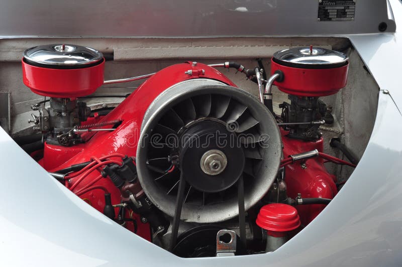 Red Retro Engine at the Back 2 Stock Image - Image of compartment ...