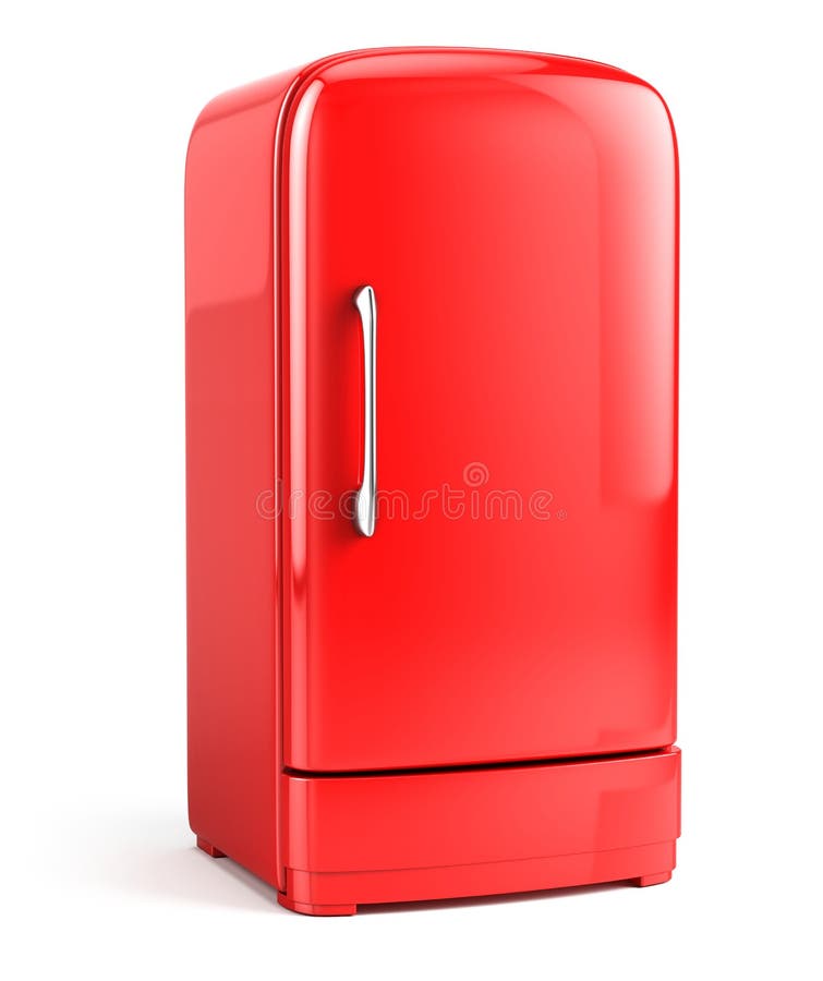 Red retro fridge stock illustration. Illustration of fresh - 58915631