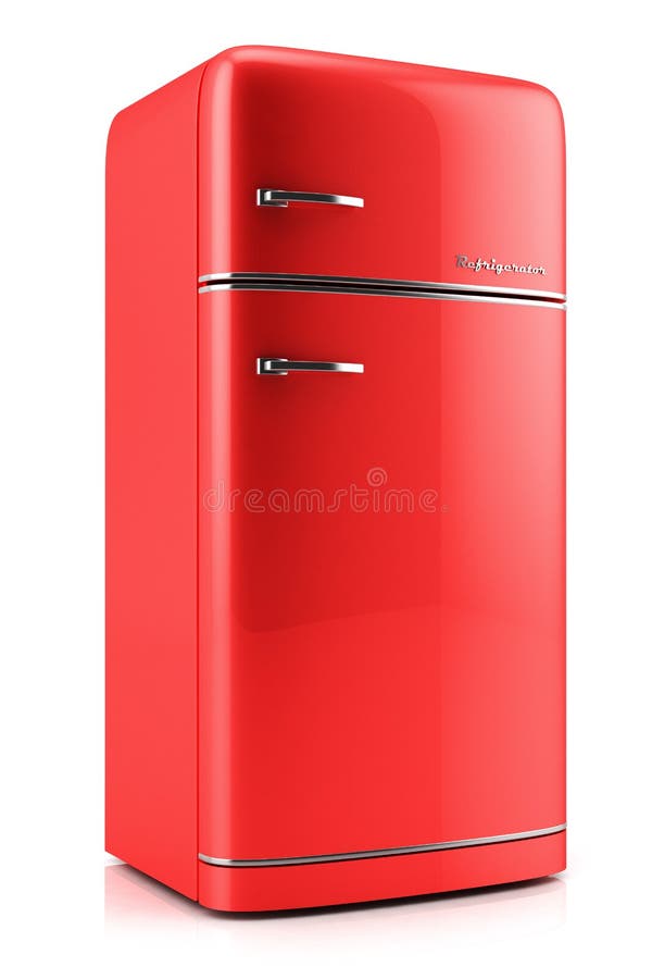 Red retro fridge stock illustration. Illustration of goods - 42343213