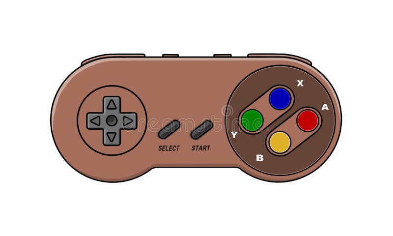 Brown retro gamepad stock illustration. Illustration of hand - 216931234