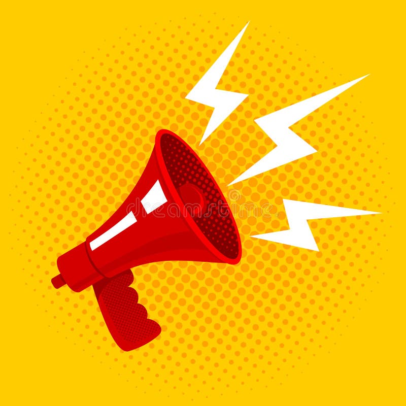 Red retro megaphone stock vector. Illustration of announcement - 78782831
